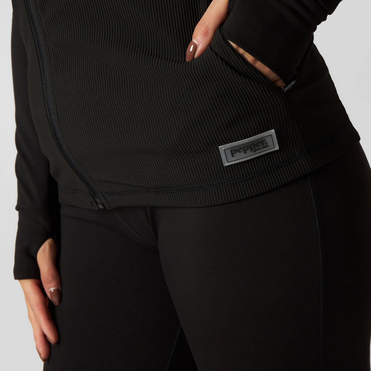Long Sleeved Sculpting Zip Up - Black